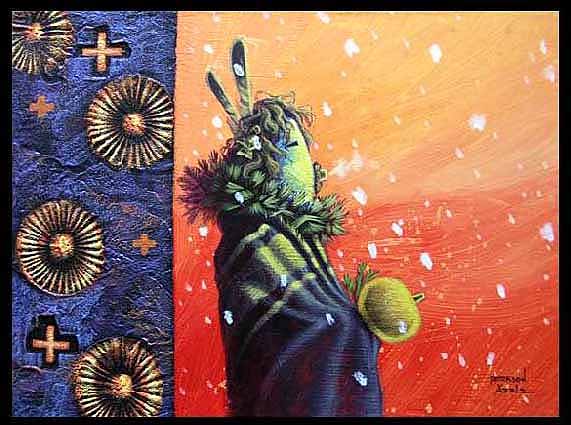 Original Painting by Peterson Yazzie (Navajo) - Mixed Media: Crimson ...
